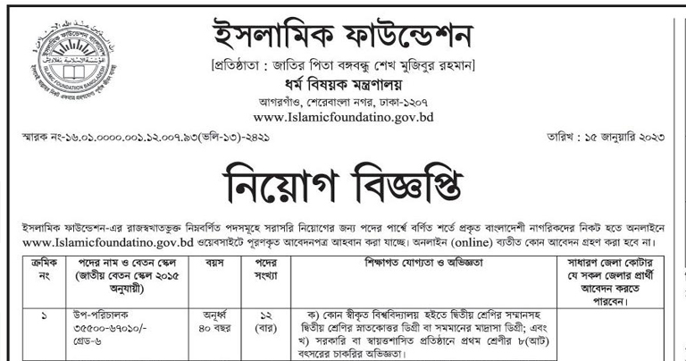 Islamic Foundation Job Circular 2025 - Chakrir Mela
